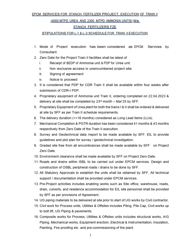 TR II Schedule Stipulations | PDF