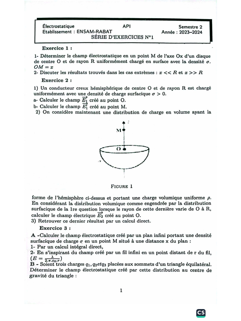 TD 1 Electrostatique | PDF