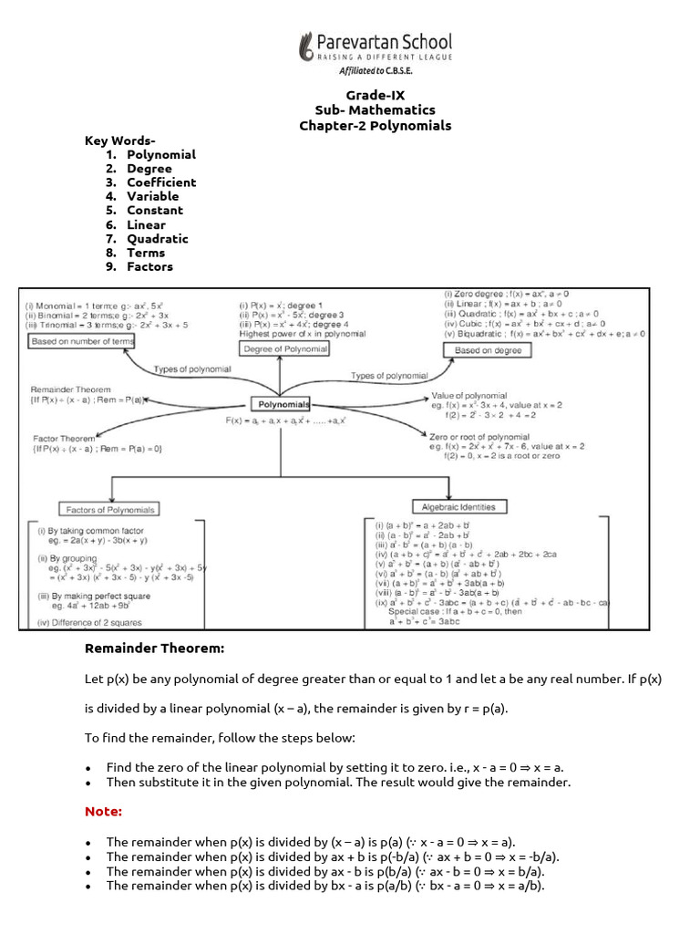 G-IX Ch-2 Polynomials NB Format 25-26 | PDF