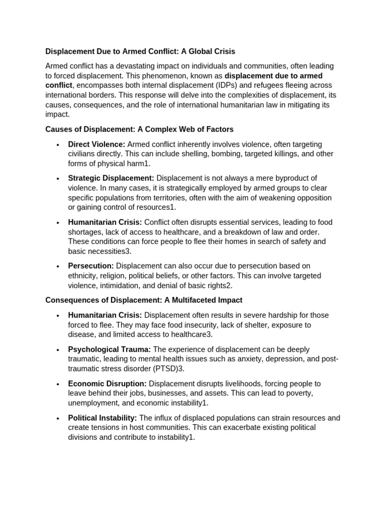 Displacement Due To Armed Conflict | PDF | International Humanitarian ...