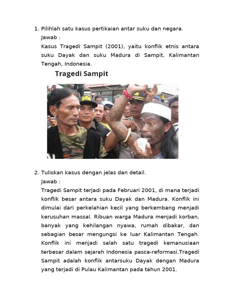 Pilihlah Satu Kasus Pertikaian Antar Suku Dan Negara | PDF