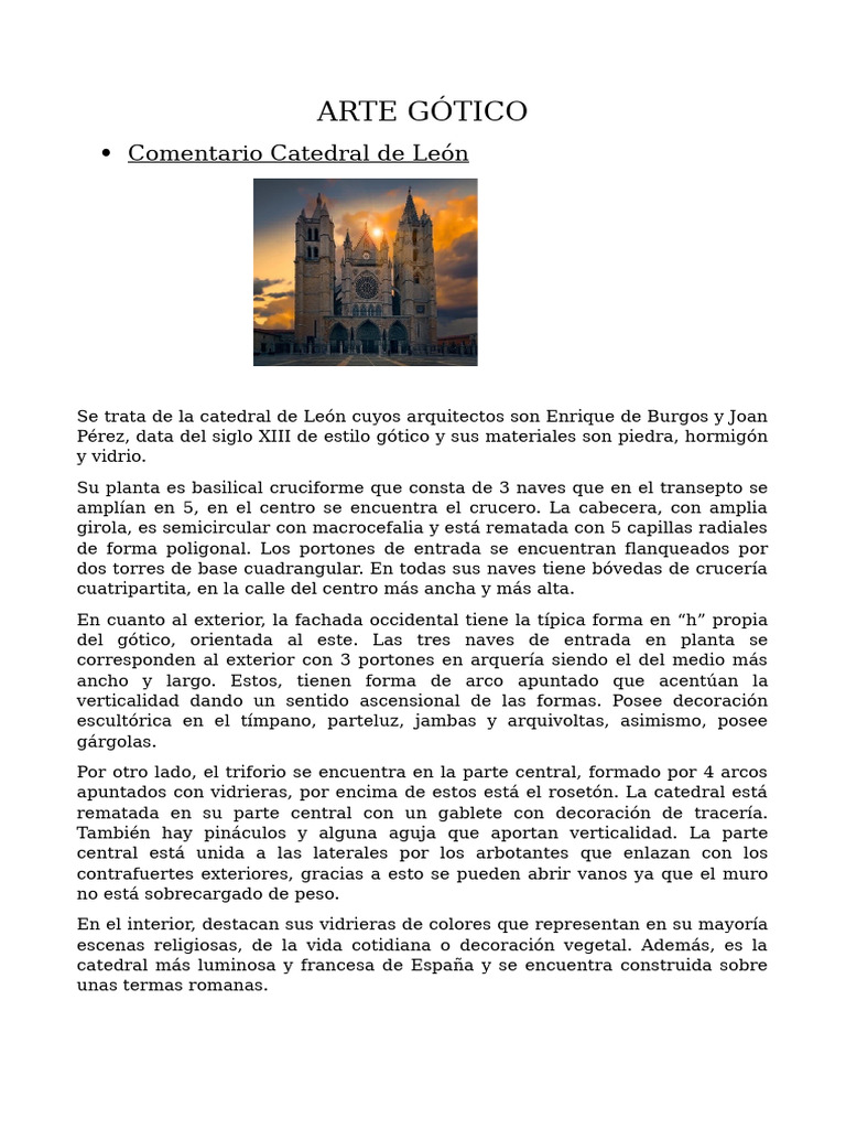 Catedral de León: Arte Gótico y Vidrieras | PDF | Arquitectura gótica