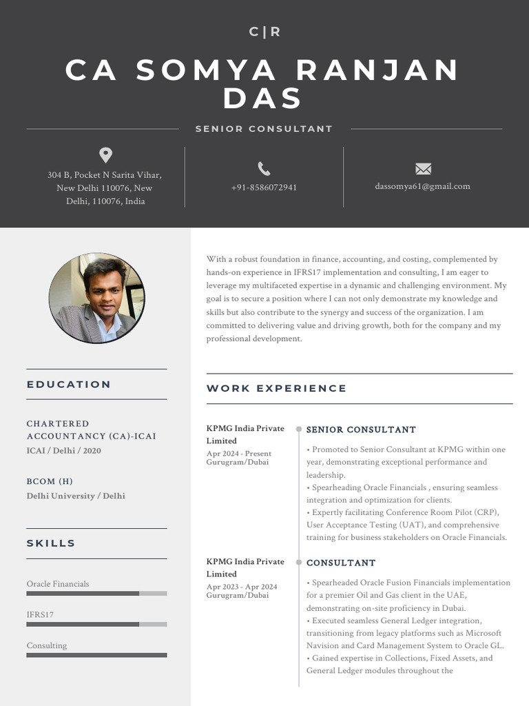 Resume CA Somya Ranjan Das | PDF | Audit | Accounting
