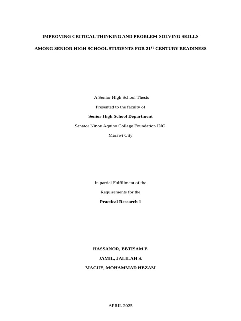 Hassanor and Jamil - 072621 | PDF | Critical Thinking | Inquiry Based Learning