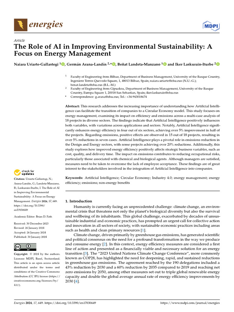 The Role of AI in Improving Environmental Sustainability | PDF ...
