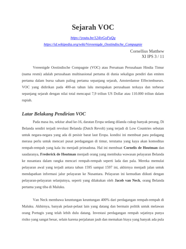 Sejarah dan Kekuasaan VOC | PDF