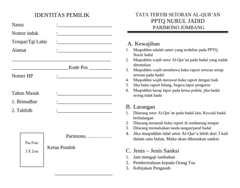 DATA SETORAN TAHFIDH at HAL PERTAMA | PDF