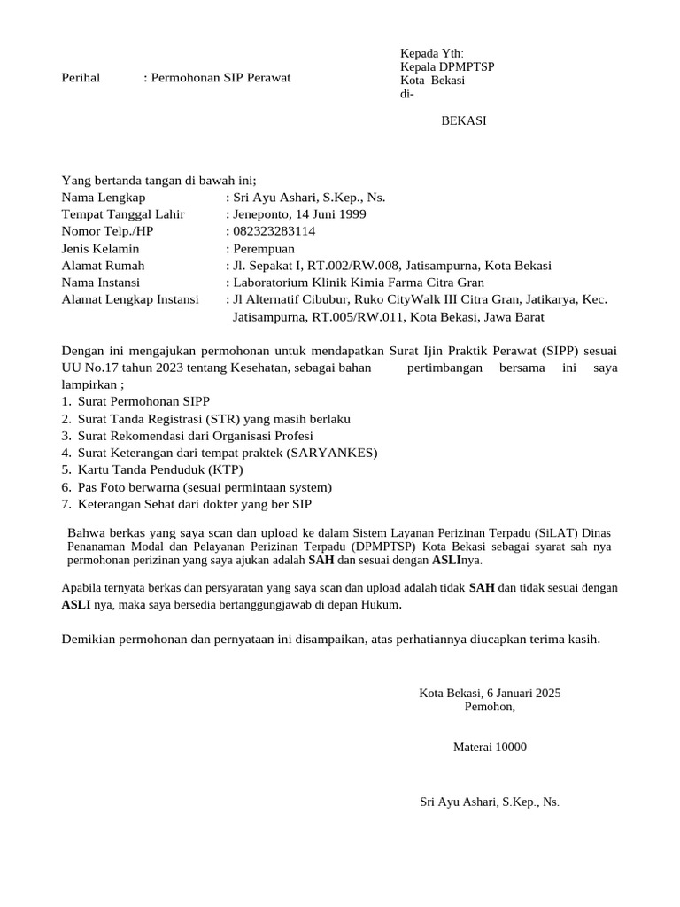 PERMOHONAN - PERNYATAAN - SIPP - DPMPTSP - Rev | PDF