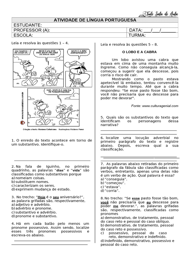 Classe Gramatical - Tudo Sala de Aula | PDF | Pronome | Classe gramatical