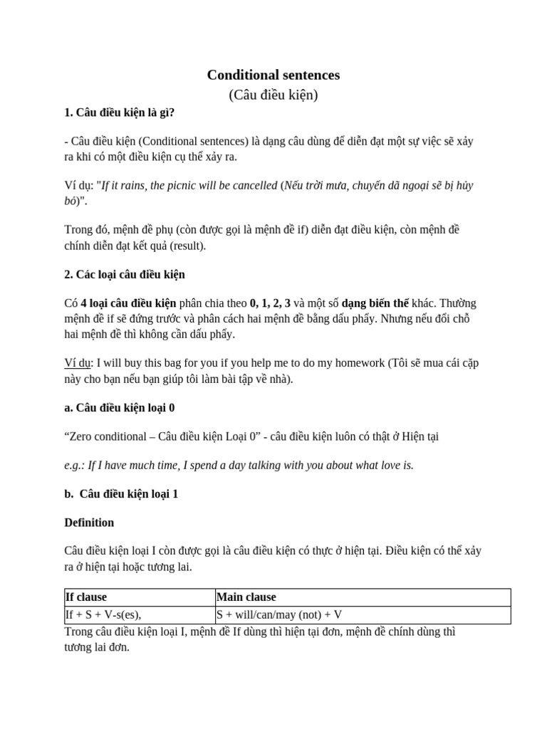 Conditional Sentences-Cau Dieu Kien | PDF