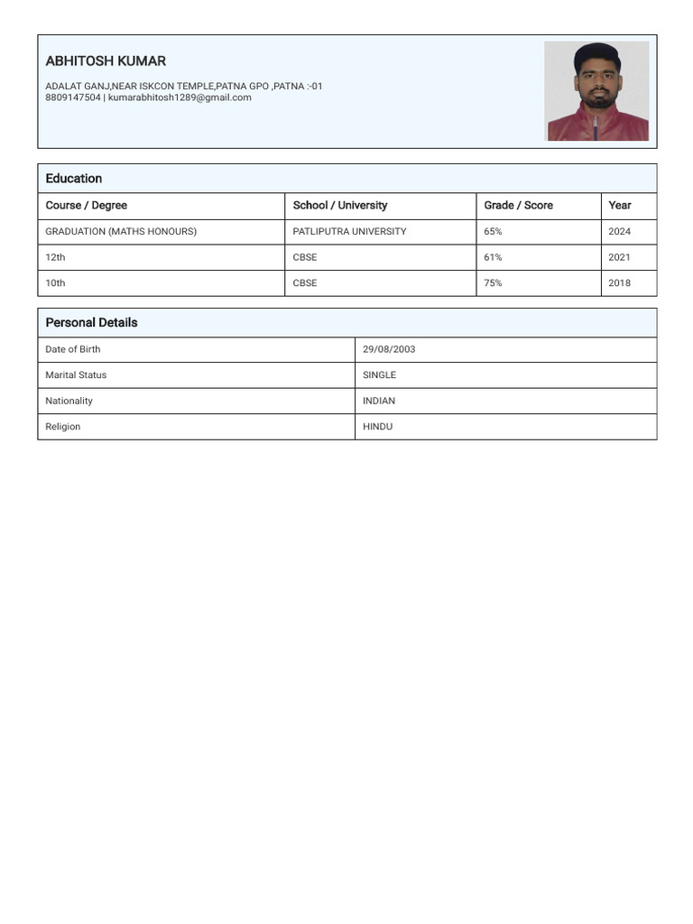 Intelligent CV Document | PDF