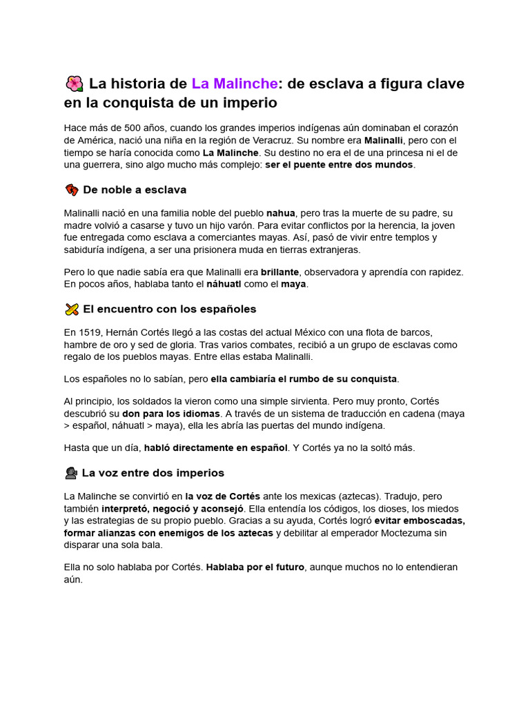 La Malinche | PDF | Cultura de las Americas | azteca