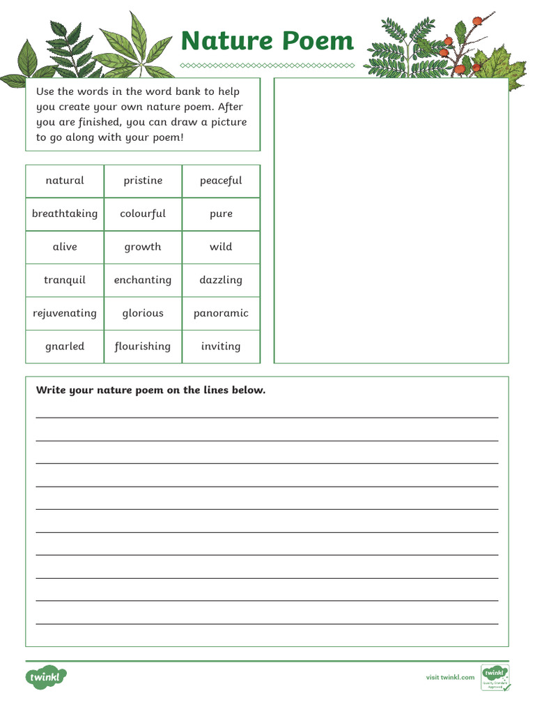 Nature Poem Writing Template | PDF