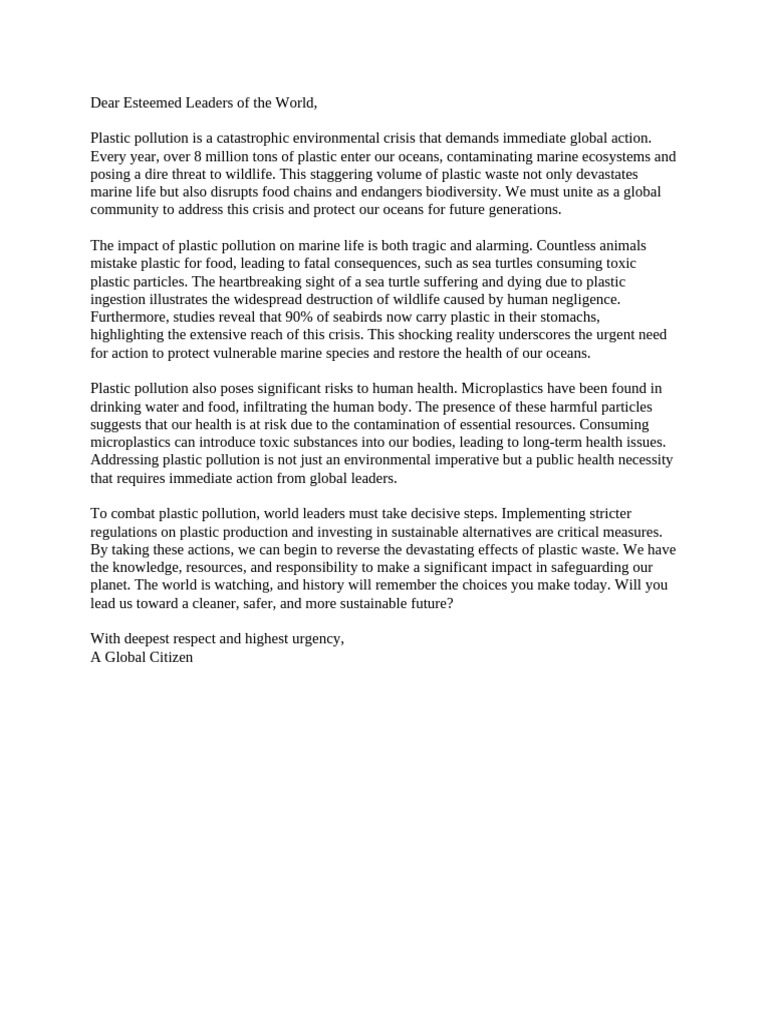 Persuasive Letter - Exemplar 2 | PDF