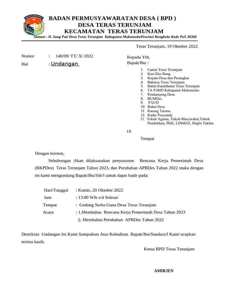 Undangan BPD Sekarang | PDF