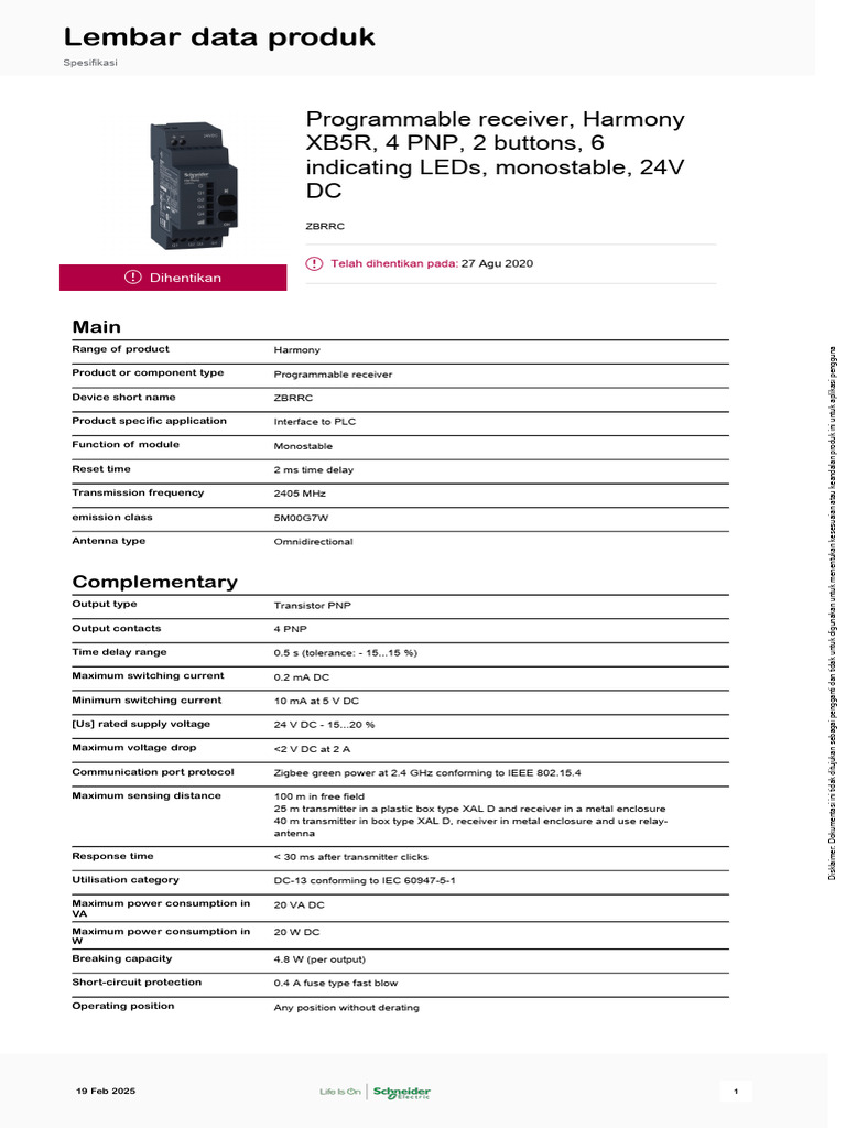 Schneider Electric - Harmony-XB5R - ZBRRC | PDF | Bipolar Junction ...