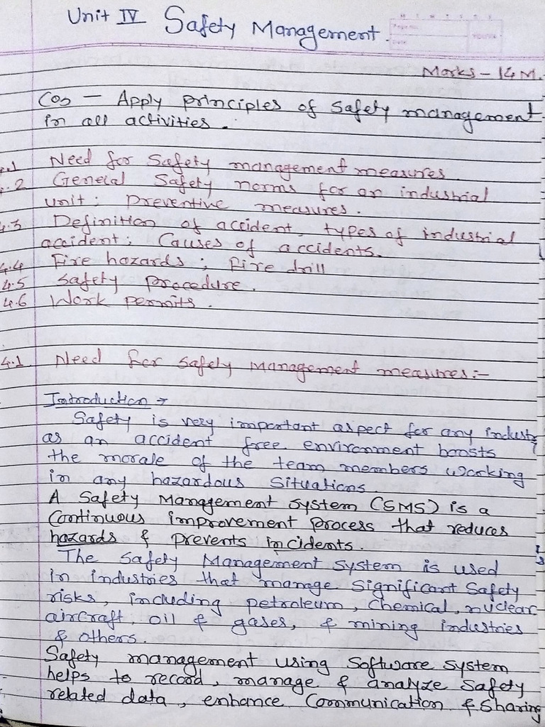 UNIT - IV - Safety Management | PDF