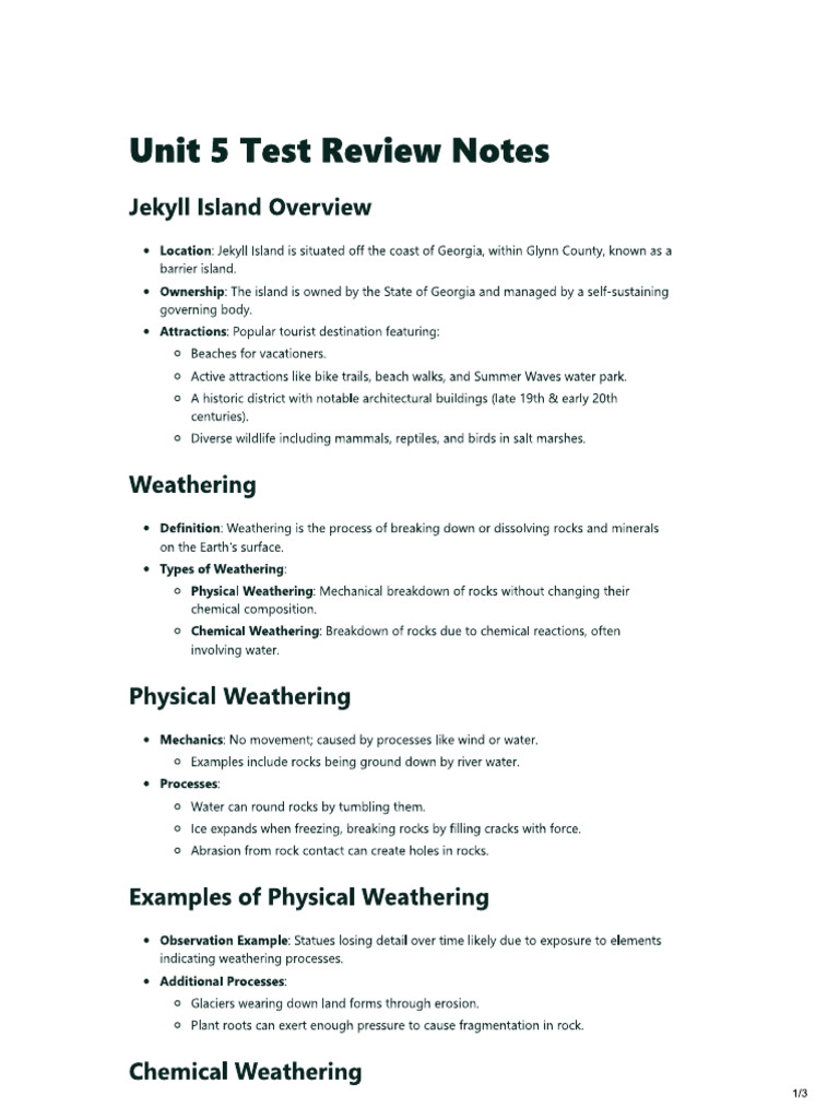 Unit 5 Test Review Notes | PDF