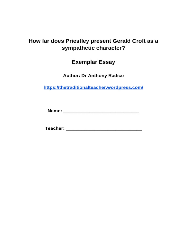 Gerald Croft: Sympathy in An Inspector Calls | PDF