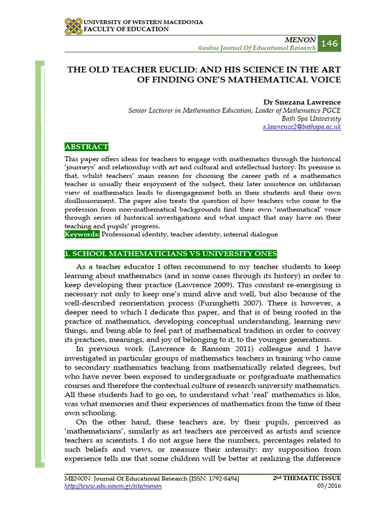The Old Teacher Euclid and His Science I | PDF | Perspective (Graphical ...