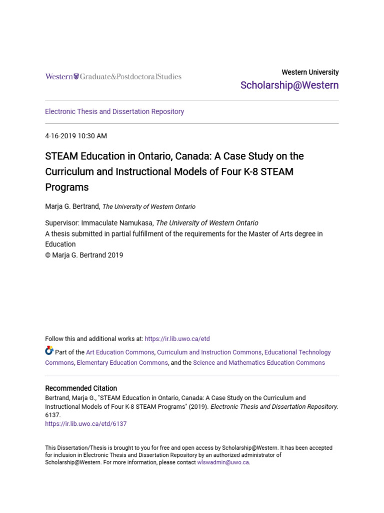 STEAM Education in Ontario Canada a Case | PDF | Teachers | Curriculum