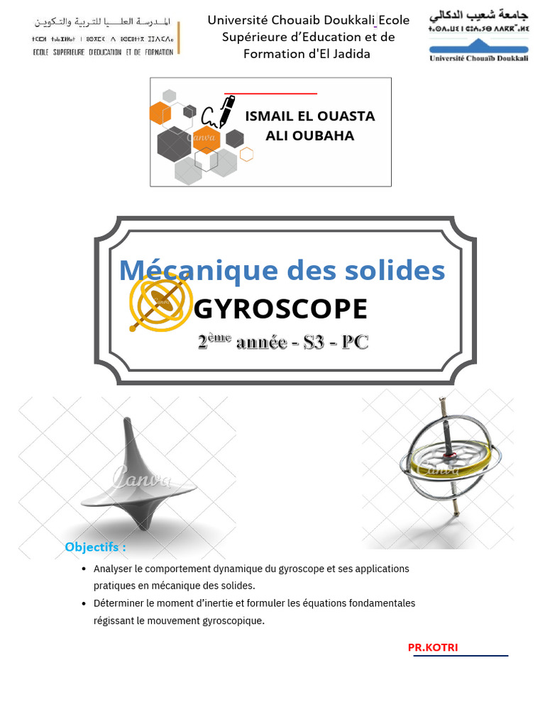 Analyse dynamique du gyroscope | PDF | Gyroscope | Moment d'une force