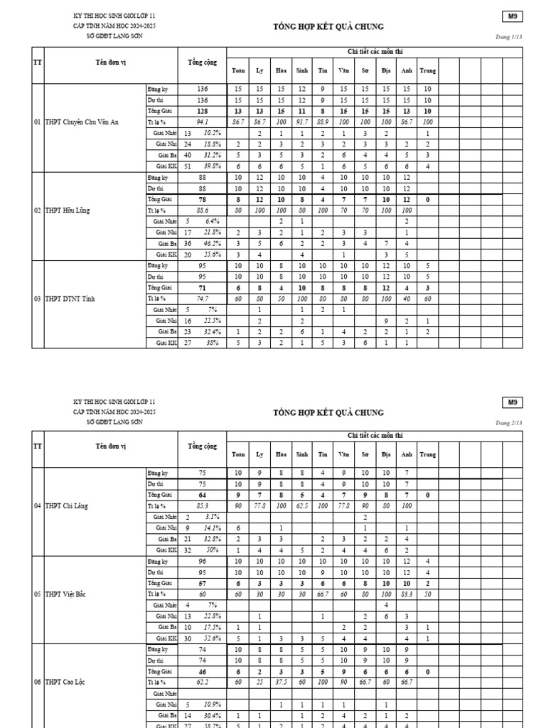 hsg11!24!25 - Tong Hop Ket Qua Chung | PDF