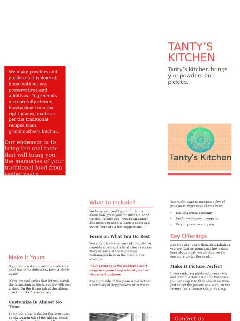 Tanty's Kitchen Brochure | PDF