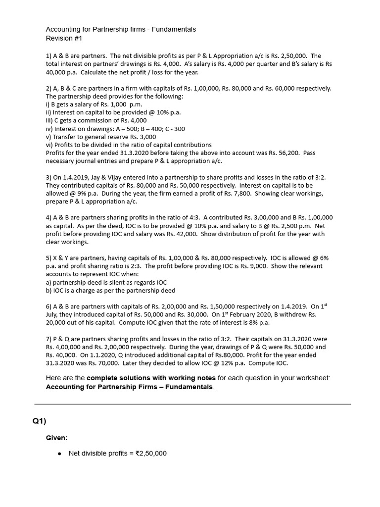 Accounting for Partnership firms - Fundamentals | PDF | Income ...