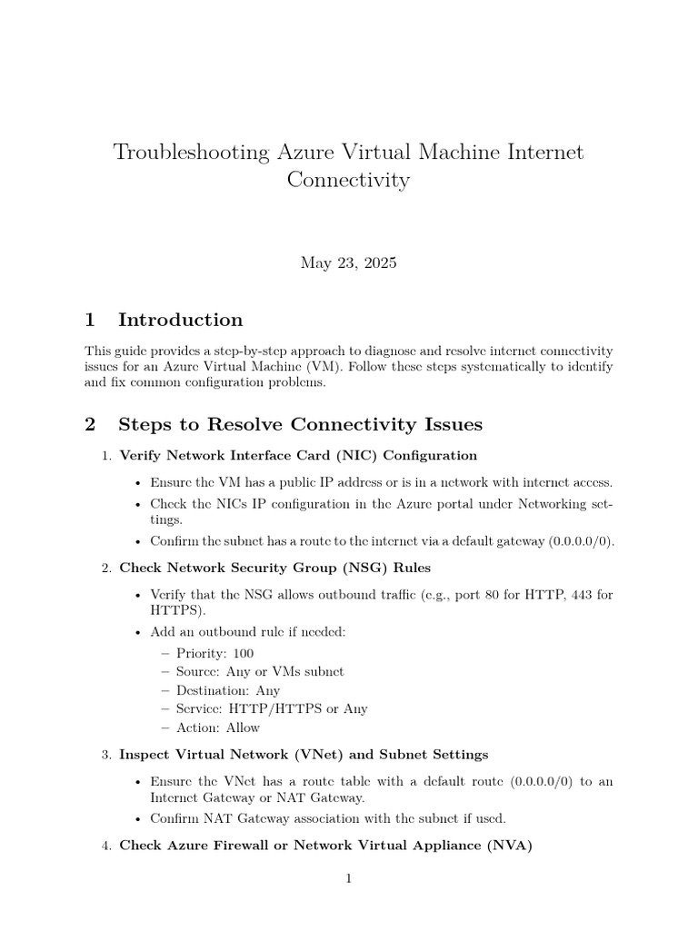 internet connectivity issue for Azure virtual machine | PDF | Computer ...