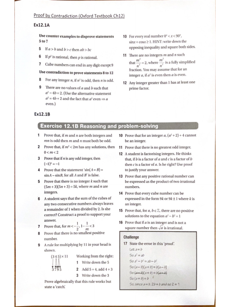 Algebraic Methods Revision | PDF | Integer | Mathematical Proof