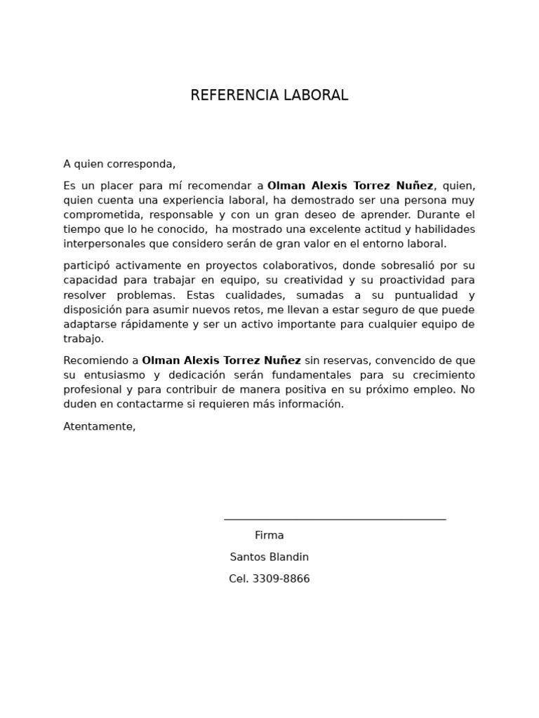 Referencia Laboral | PDF