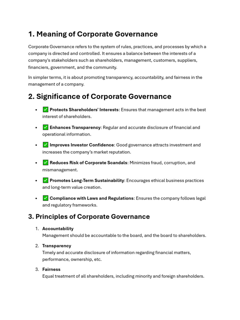 Corporate Governance Explained: Key Concepts | PDF | Corporate ...