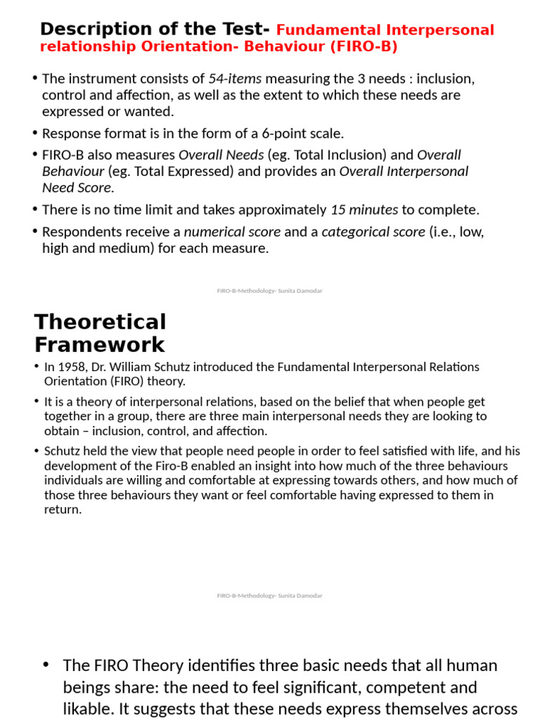 FIRO Scoring Interpretation SD 2023 3MPS | PDF | Interpersonal ...