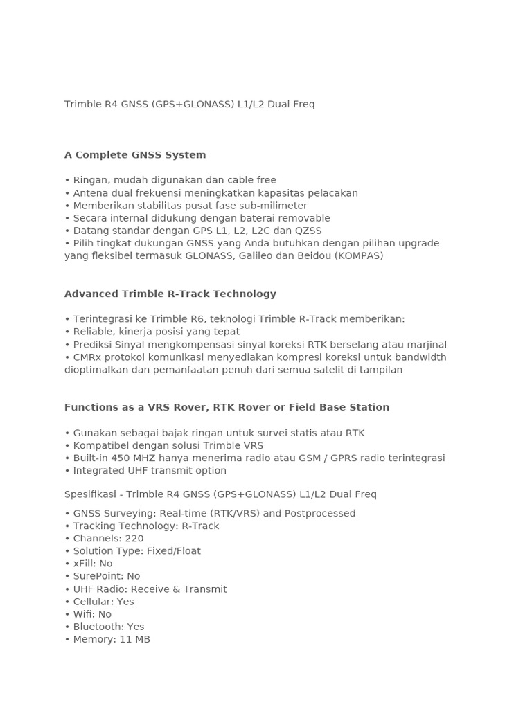 Trimble R4 GNSS System Overview | PDF | Radio Technology ...