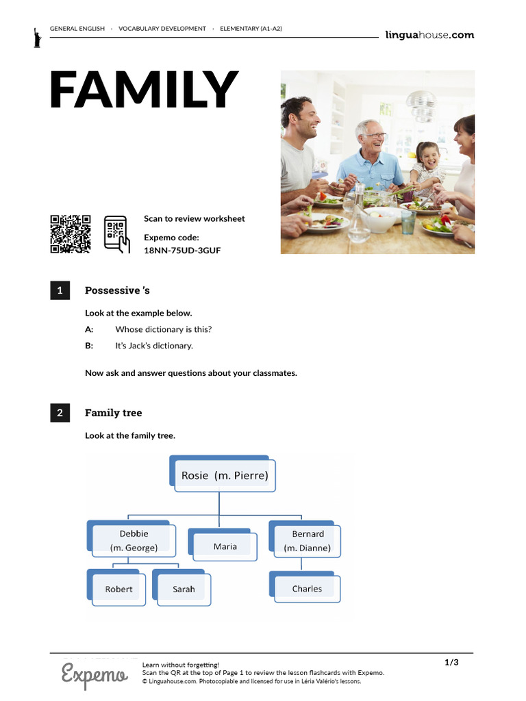 Family American English Teacher Ver2 BW | PDF | Learning | Cognition