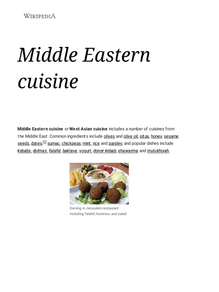 Overview of Middle Eastern Cuisine | PDF | Middle Eastern Cuisine ...