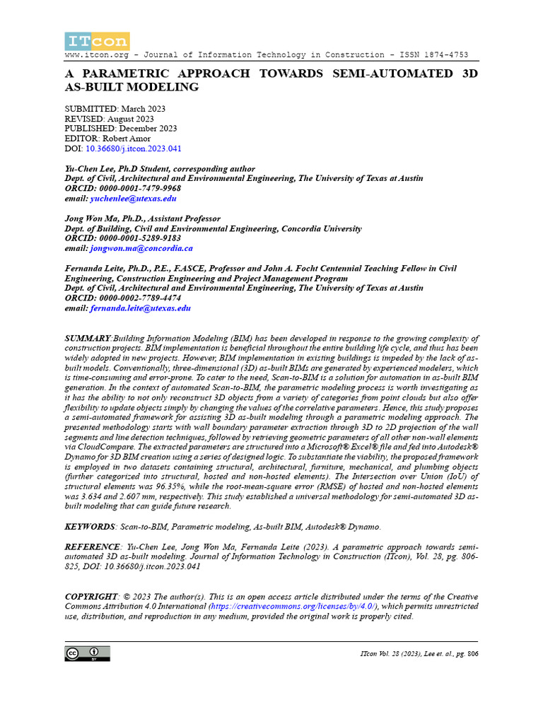 2023 - A Parametric Approach Towards Semi-Automated 3D | PDF | Building Information Modeling ...