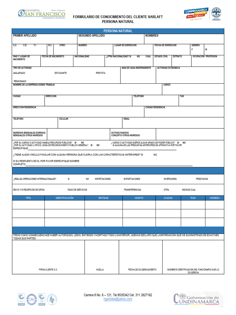 SARLAFT - Persona Natural | PDF | Economias