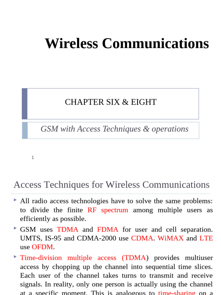 Chapter 6 & 8 GSM With Access Techniques & Operations | PDF | Cellular Network | Channel Access ...