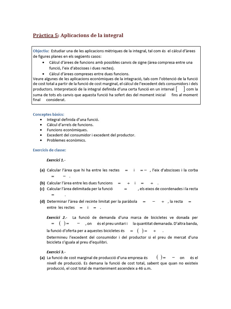 Pràctica 5 Aplicacions Integrals | PDF
