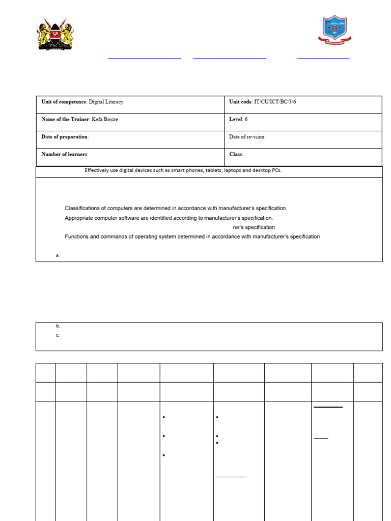 Digital Literacy Level 6 Learning Plan | PDF | Educational Technology ...