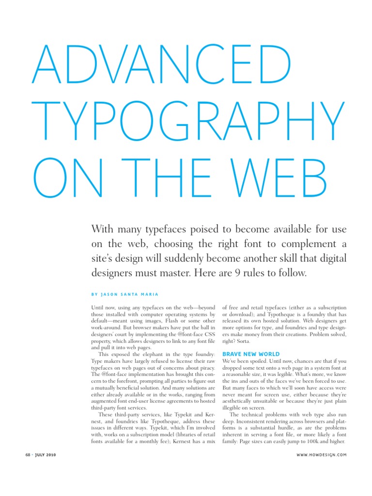 HOW Singles Advanced Typography On The Web | PDF | Typography | Typefaces