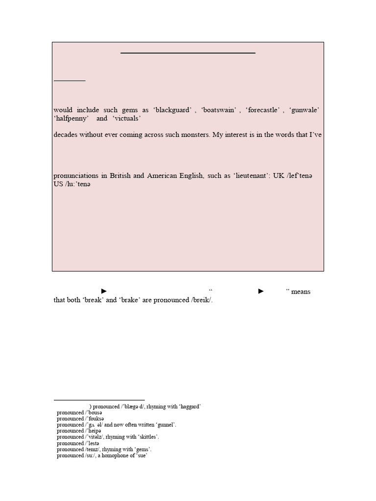 100 Anomalous Pronunciations Explained | PDF | English Language | Rhyme