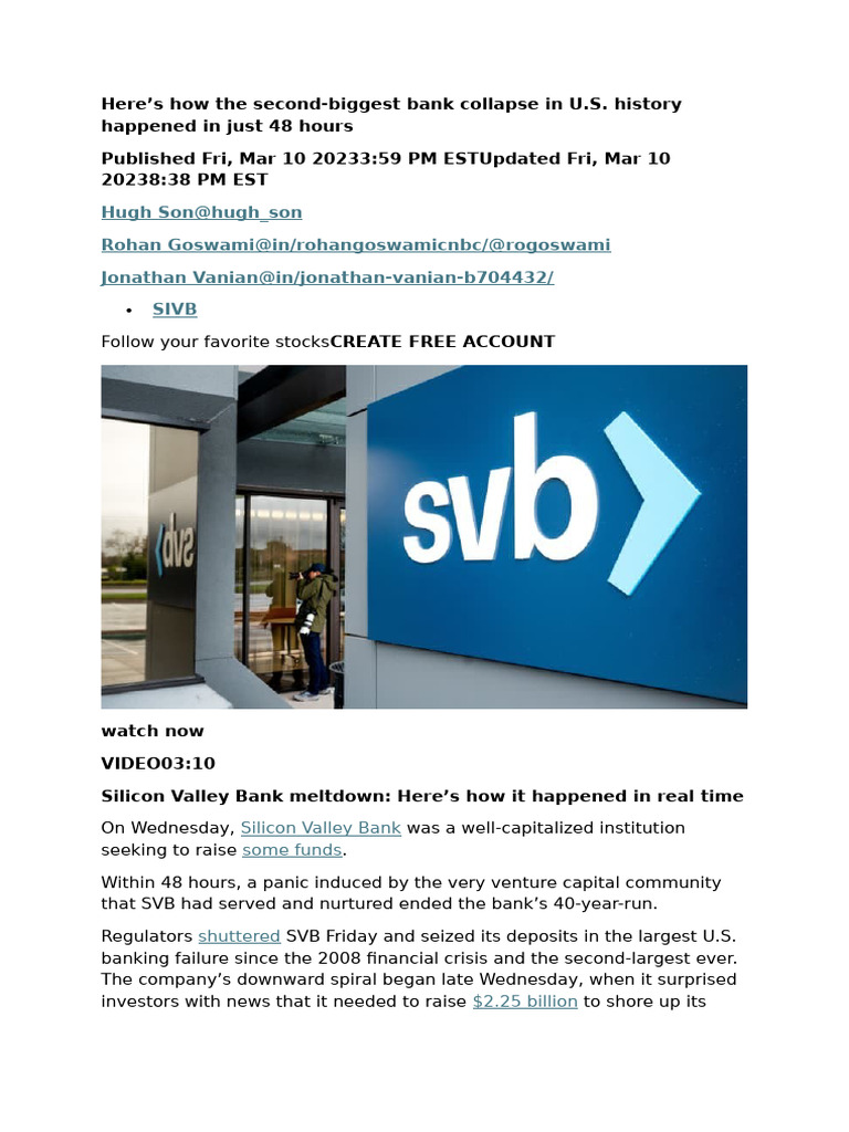 SVB and Interest Rate Risk | PDF | Banks | Economies