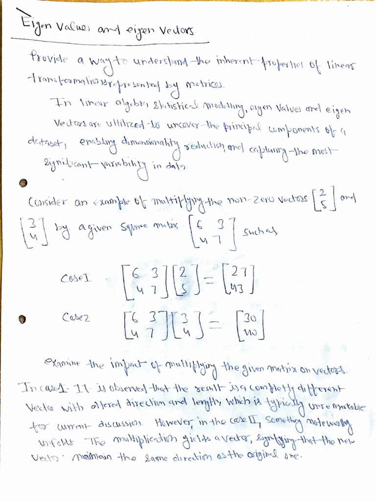 Eigen Values and Eigen Vectors | PDF