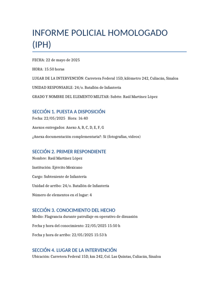 IPH Puesta Disposicion Todos Anexos | PDF