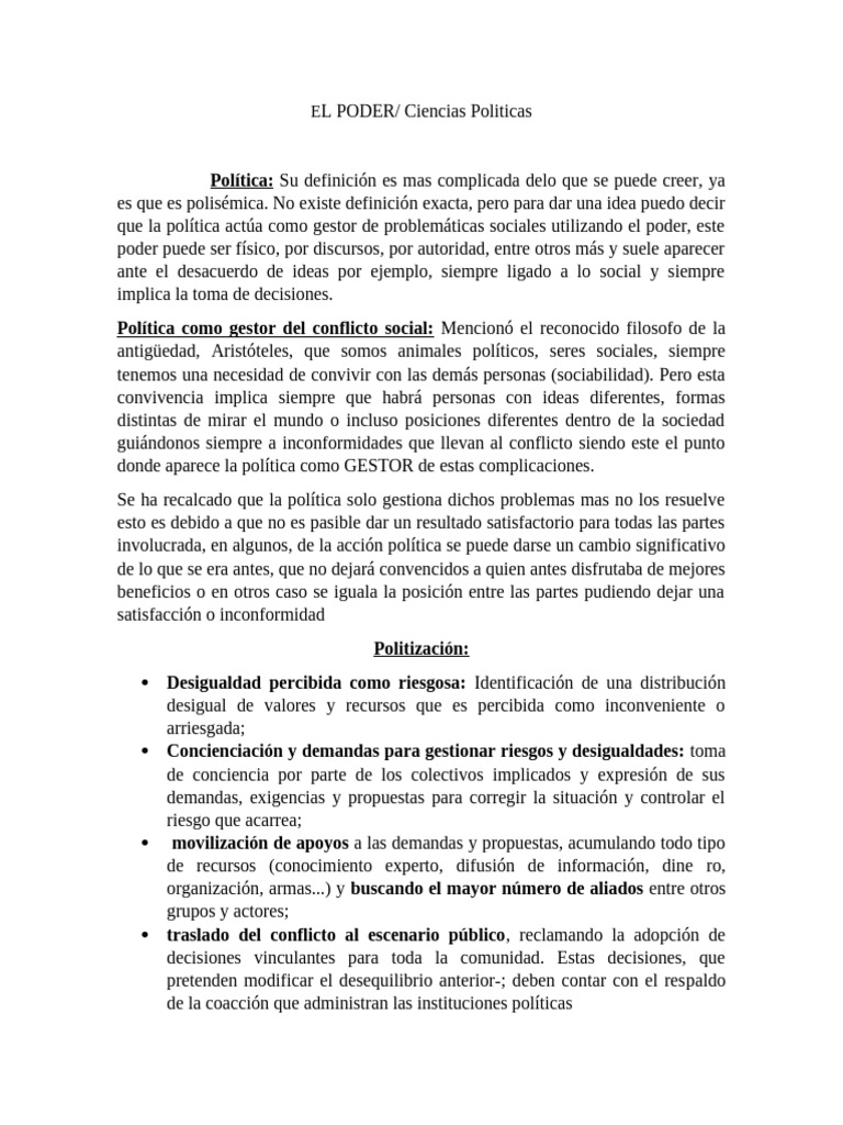 El Poder Guia De Repaso Pdf Estado Política Legitimidad Política