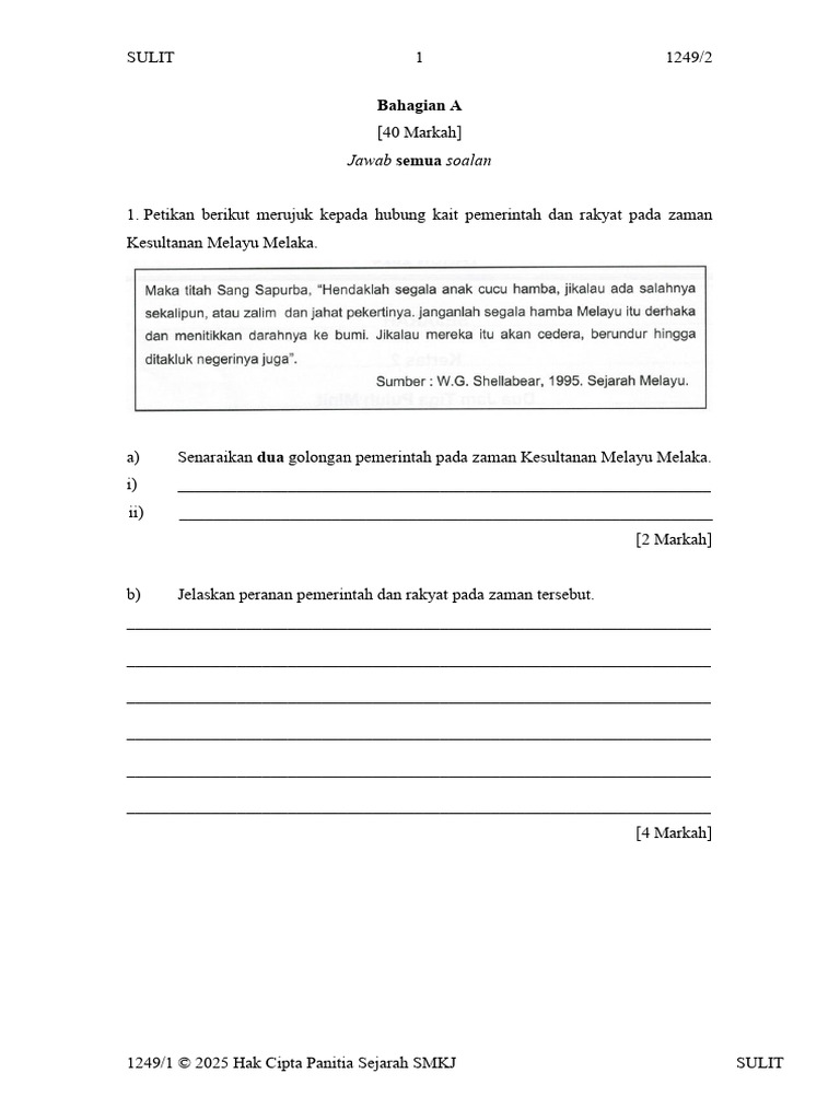 Set 2 Kertas 2 Sej t4 PPT 2025 | PDF