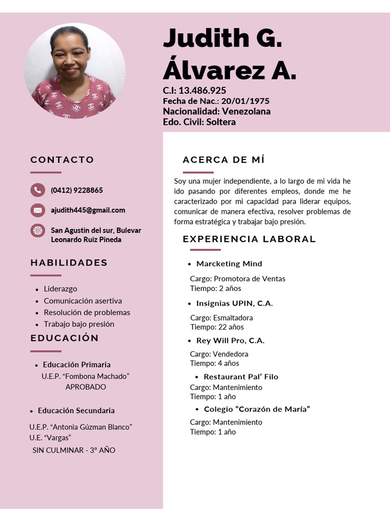 Currículum Vitae CV Judith | PDF